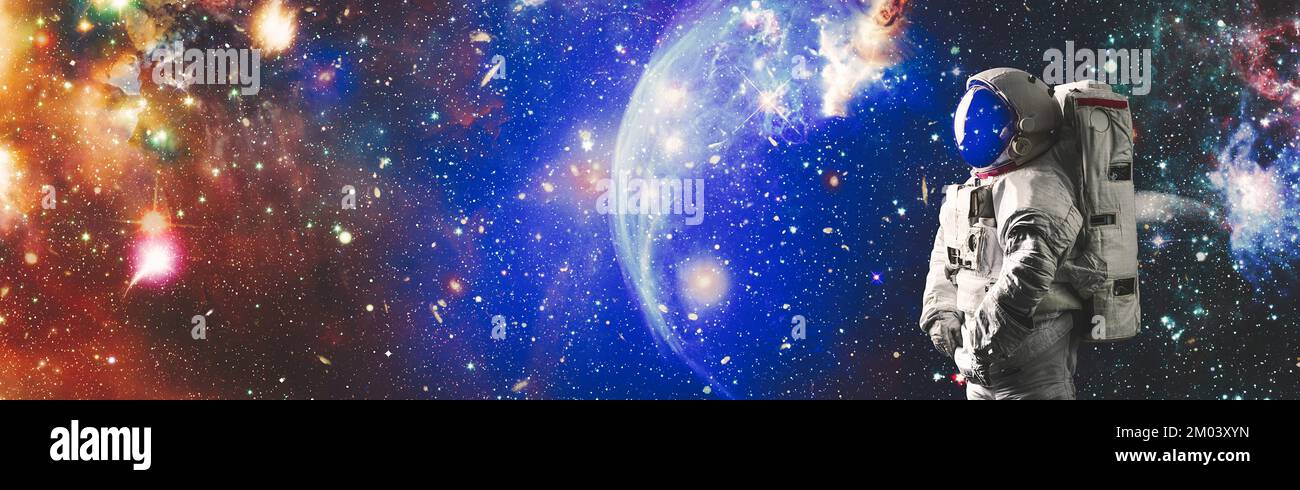 Astronaut in outer space . Astronaut wear full spacesuit for space ...