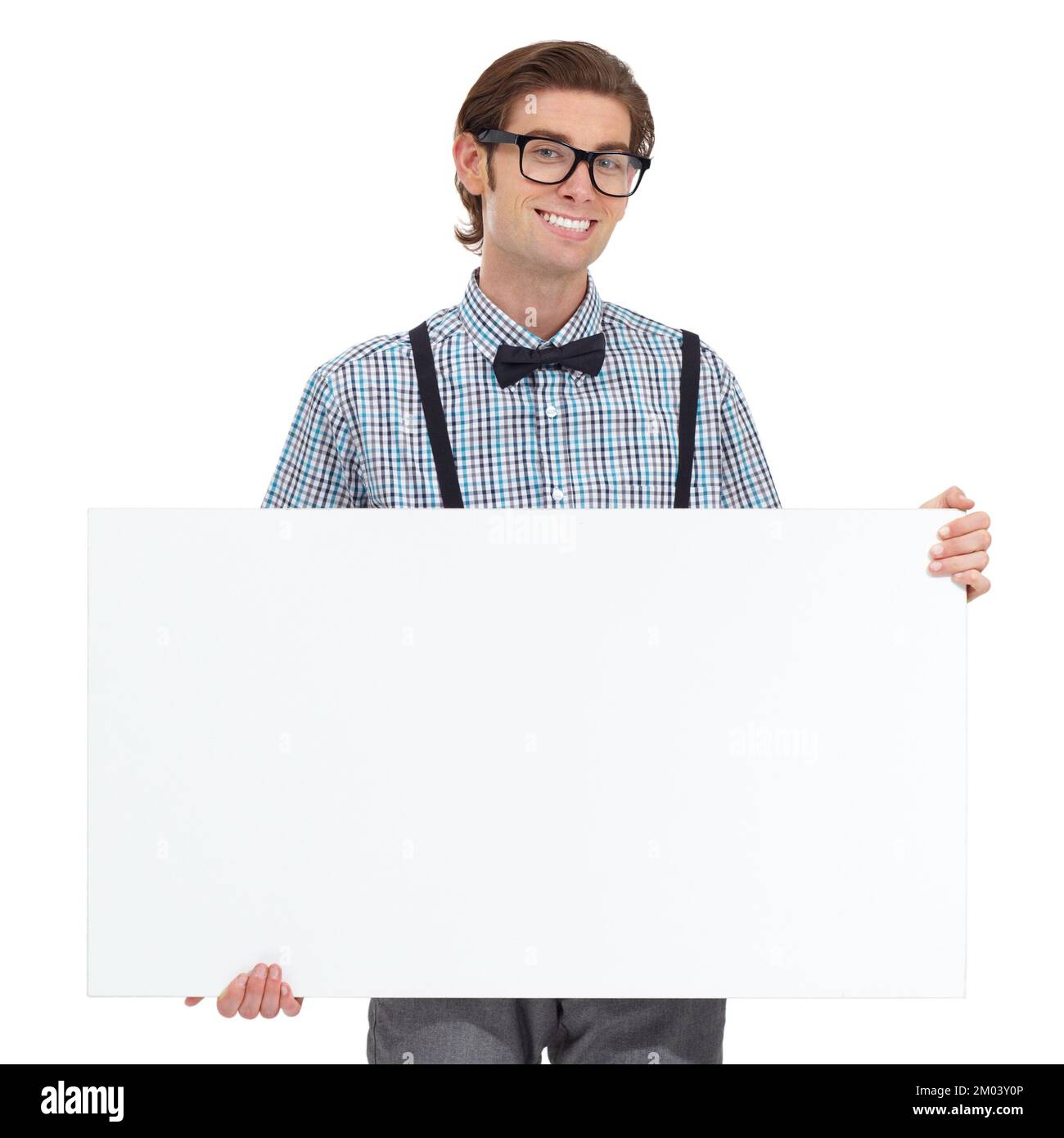 Hes happy with his choice of copyspace. A young man standing behind and ...
