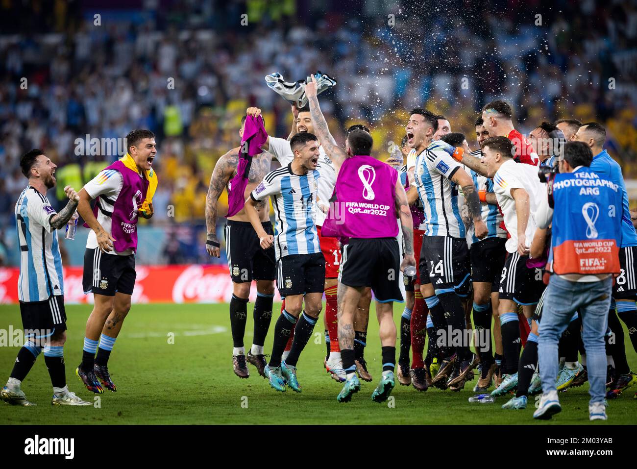 Doha, Qatar. 3rd Dec, 2022. Final jubilation: Lionel Messi (Arg), Paulo ...