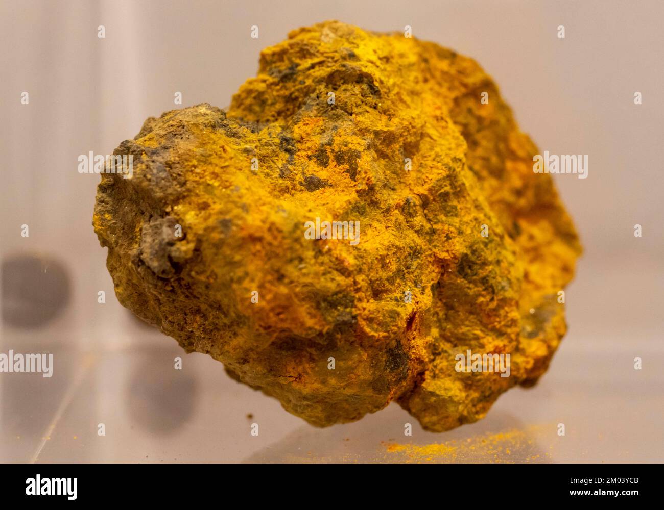 orange Realgar and Orpiment collection stone on display (selective ...