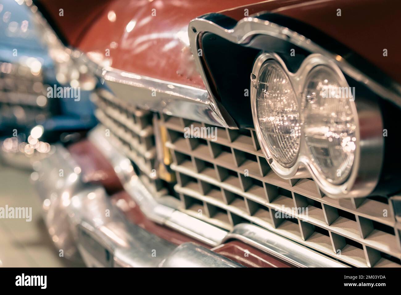 Classic American Red Car and chrome bumper from 1960s Stock Photo - Alamy