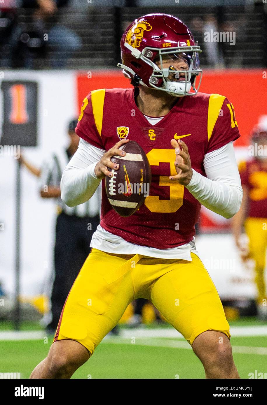 Allegiant Stadium. 02nd Dec, 2022. NV U.S.A. USC quarterback Caleb ...