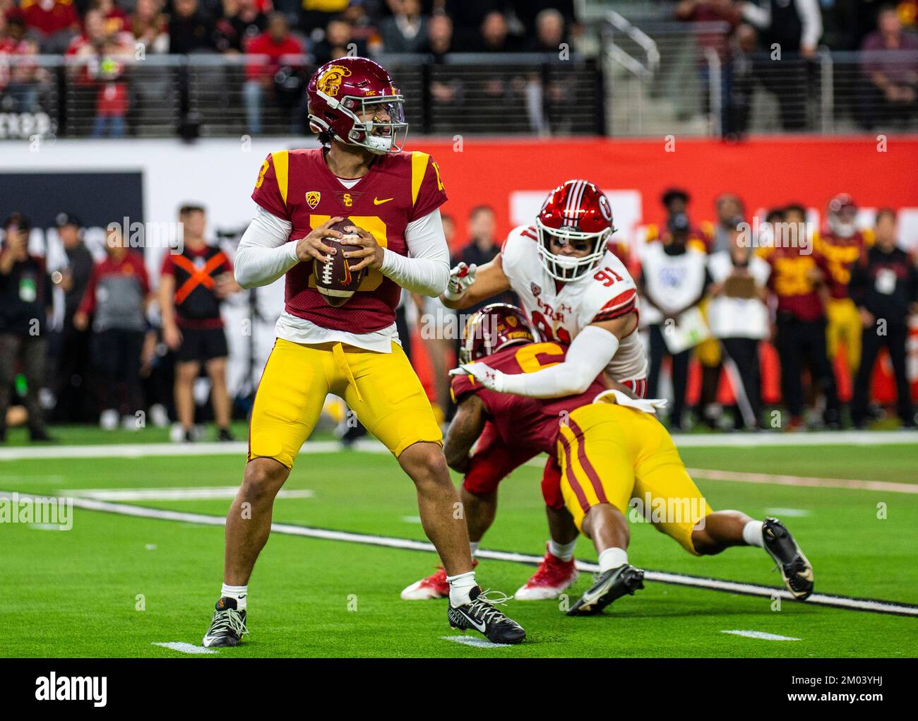 Allegiant Stadium. 02nd Dec, 2022. NV U.S.A. USC quarterback Caleb ...