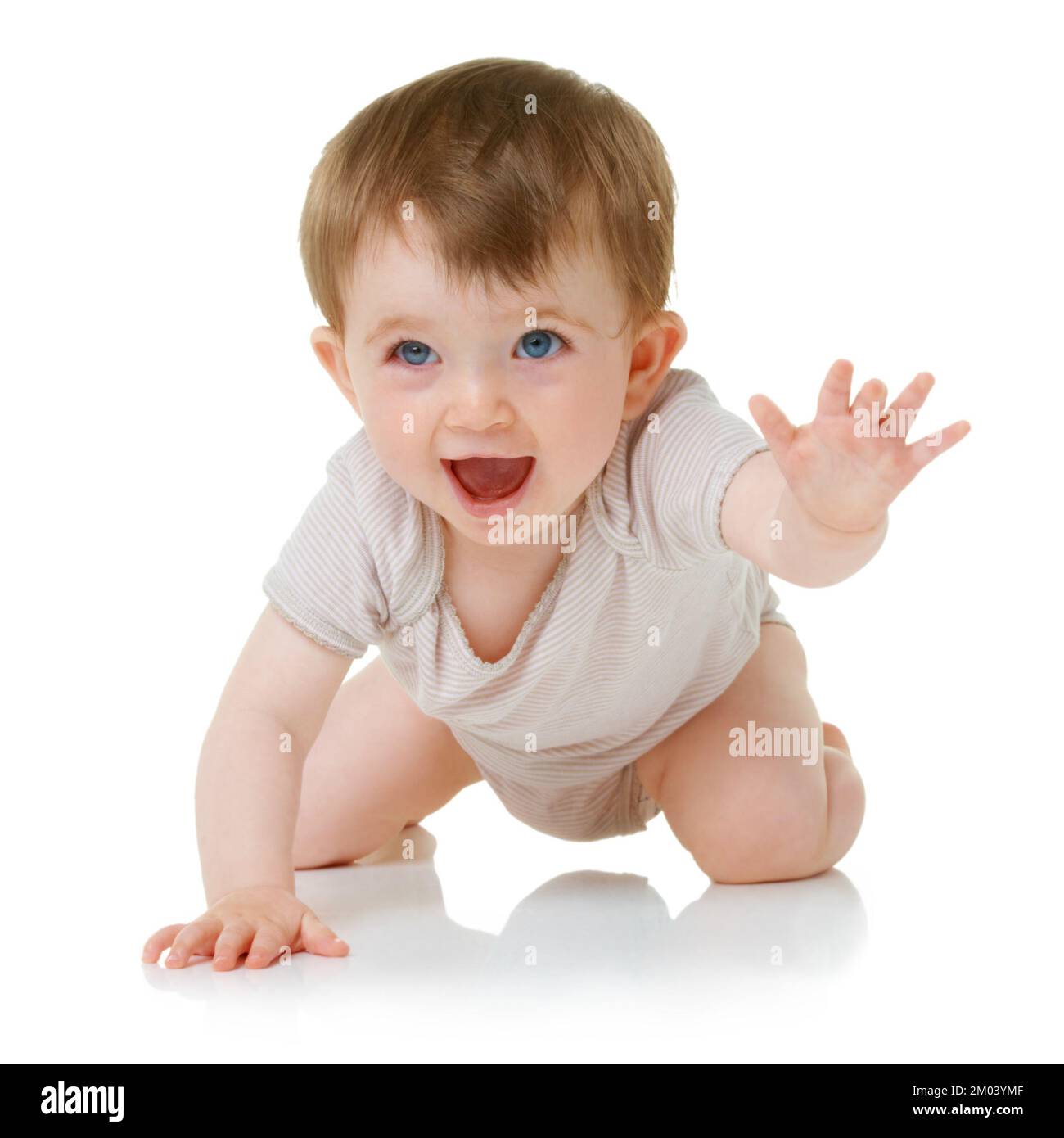 Shes nearly there. An adorable little baby crawling towards you ...