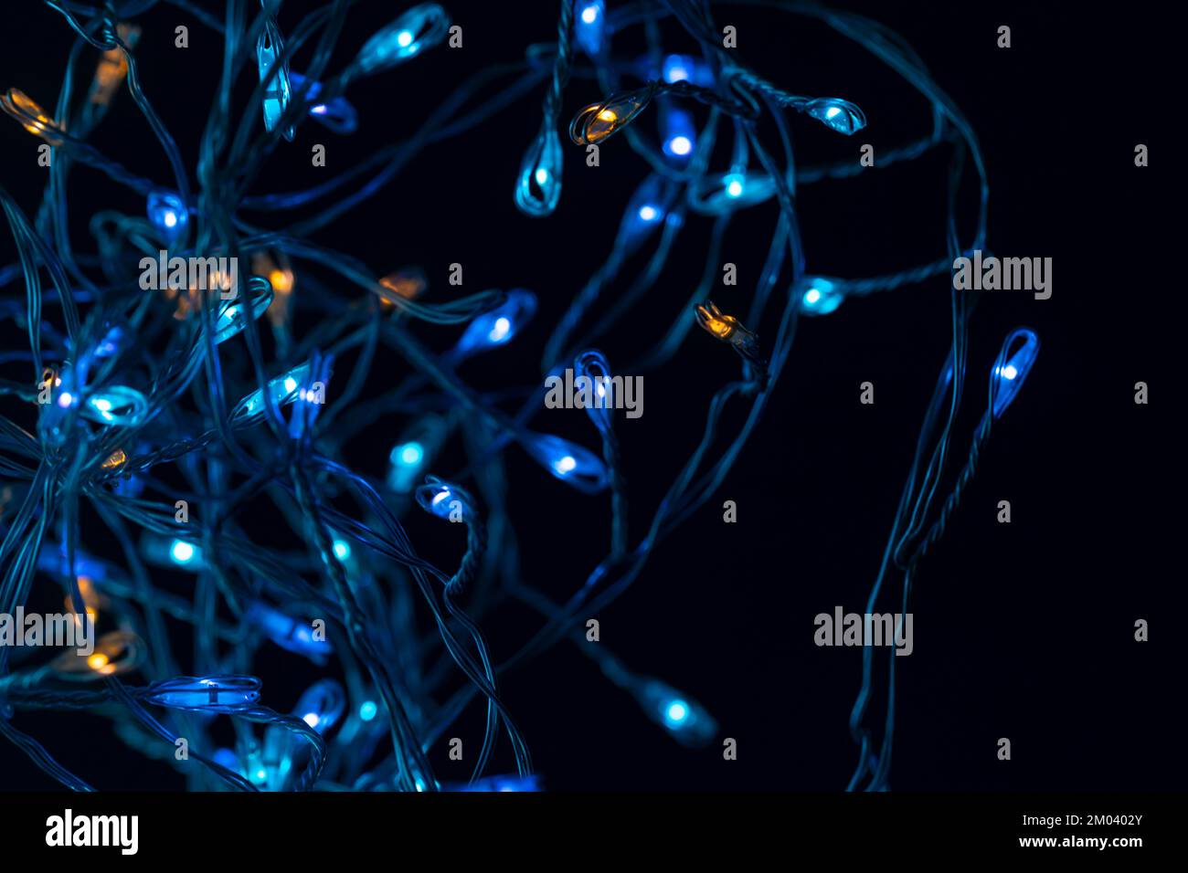 Festive Glowing Dark Background. Colorful Glowing Garland. Christmas ...