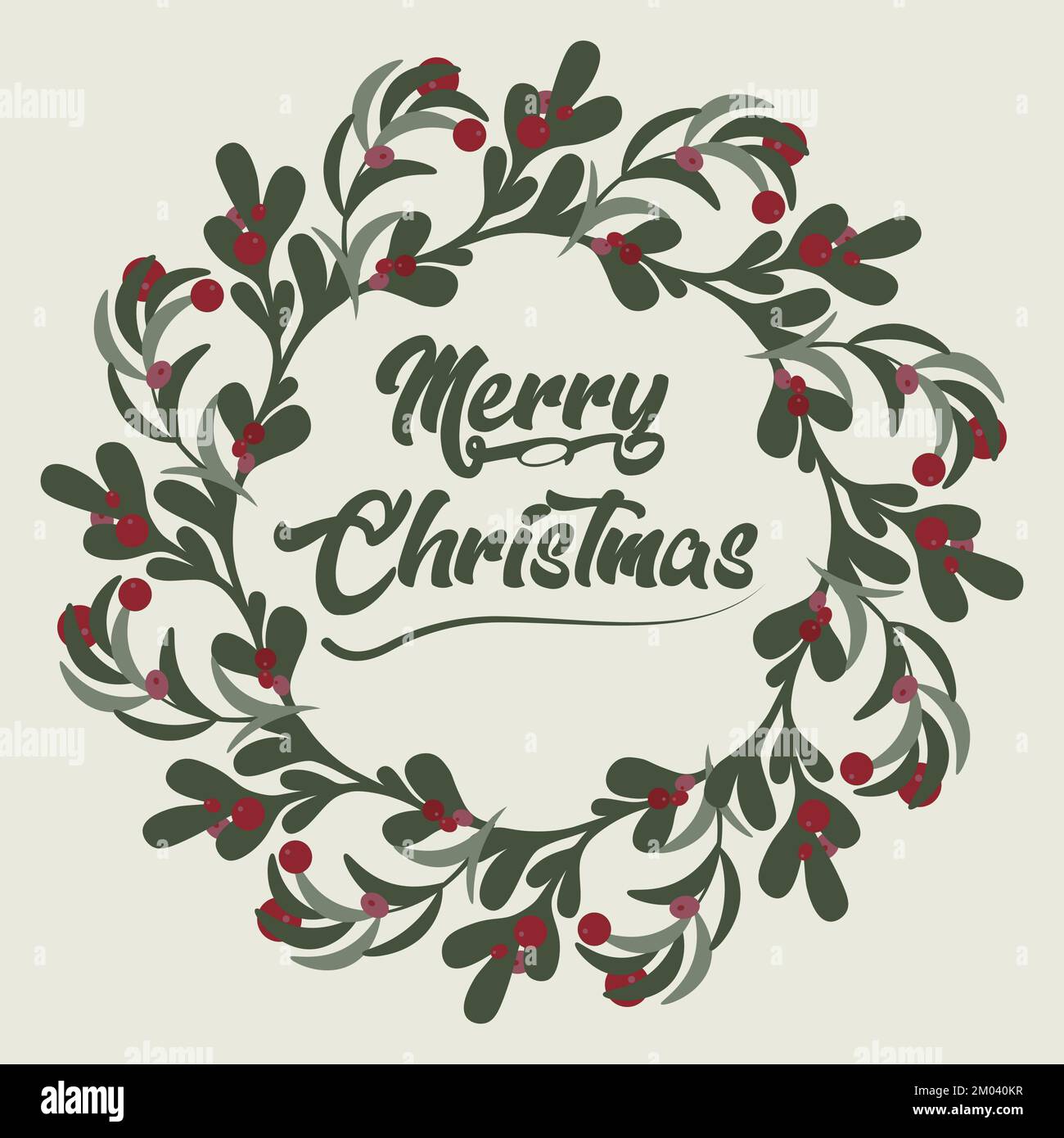 Merry Christmas wreath vector pattern on a light background Stock ...