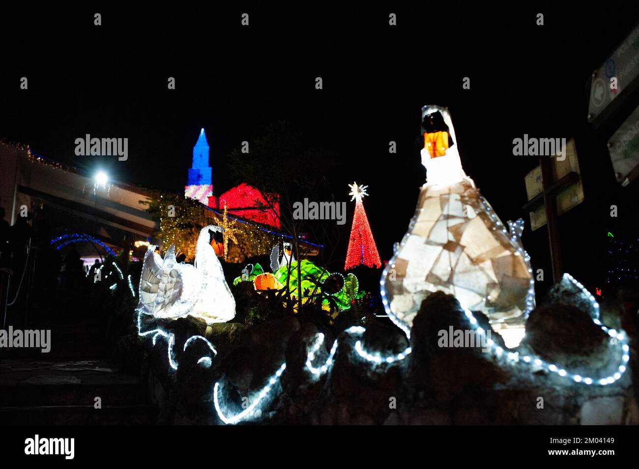 Bogota, Colombia. 03rd Dec, 2022. People enjoy the christmas lights of ...