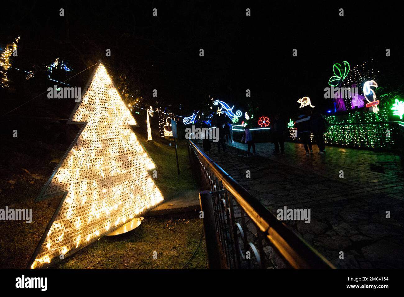 Bogota, Colombia. 03rd Dec, 2022. People enjoy the christmas lights of ...
