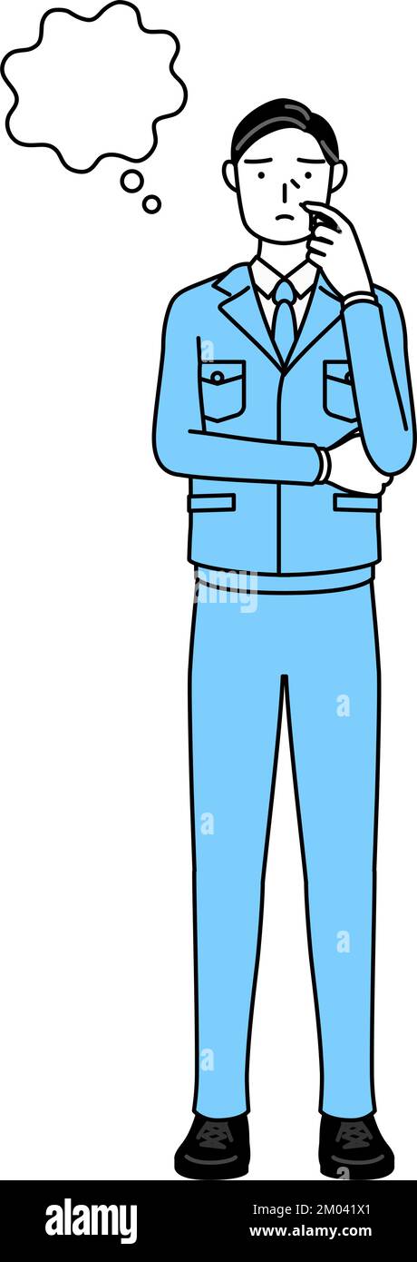 Management, managers, plant manager, a man in work wear thinking while ...