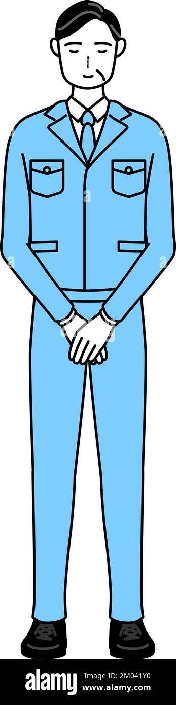 Management, managers, plant manager, a man in work wear lightly bowing ...