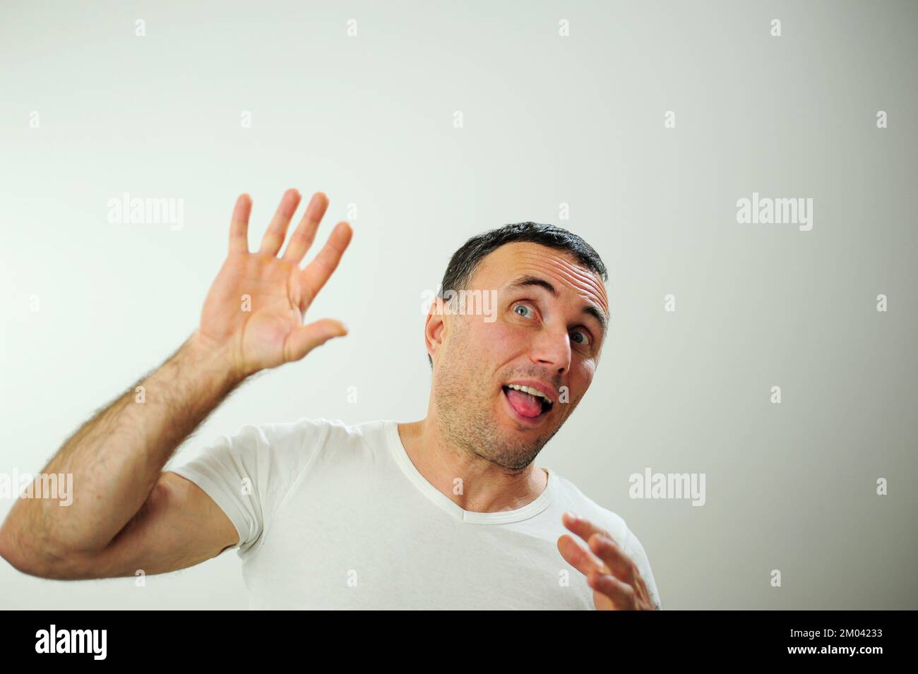 wrinkle forehead stick out tongue Different cheerful positive emotions ...