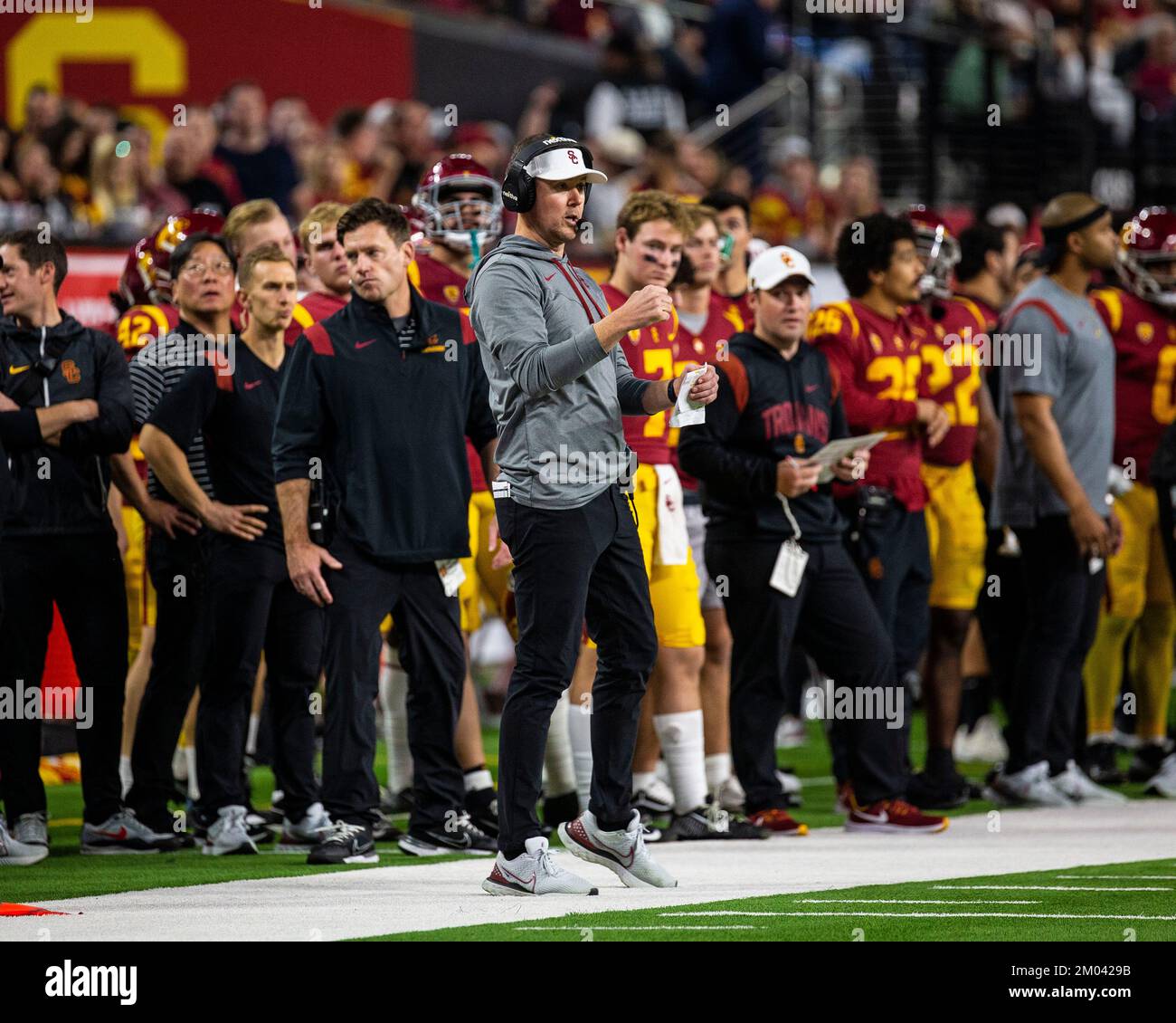 Allegiant Stadium. 02nd Dec, 2022. NV U.S.A. USC head coach Lincoln ...
