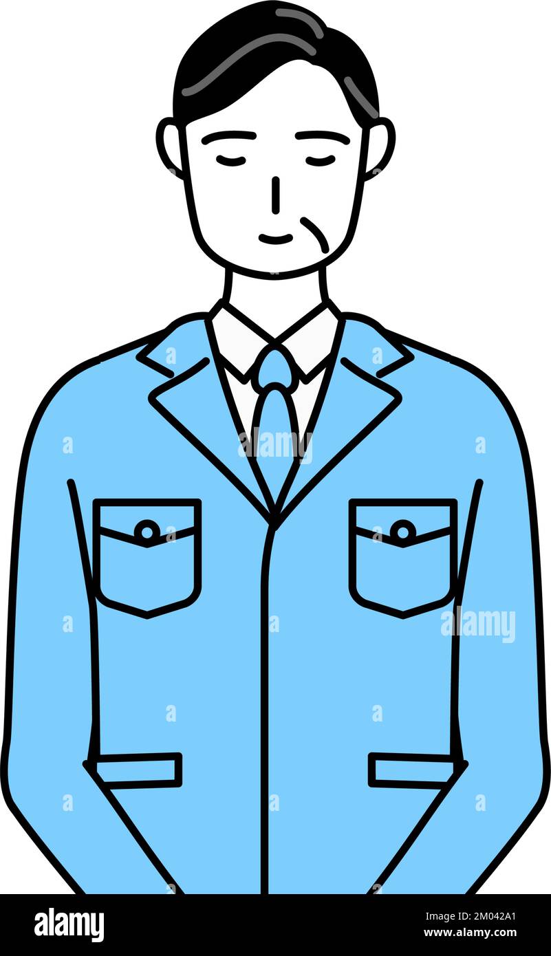 Management, managers, plant manager, a man in work wear lightly bowing ...