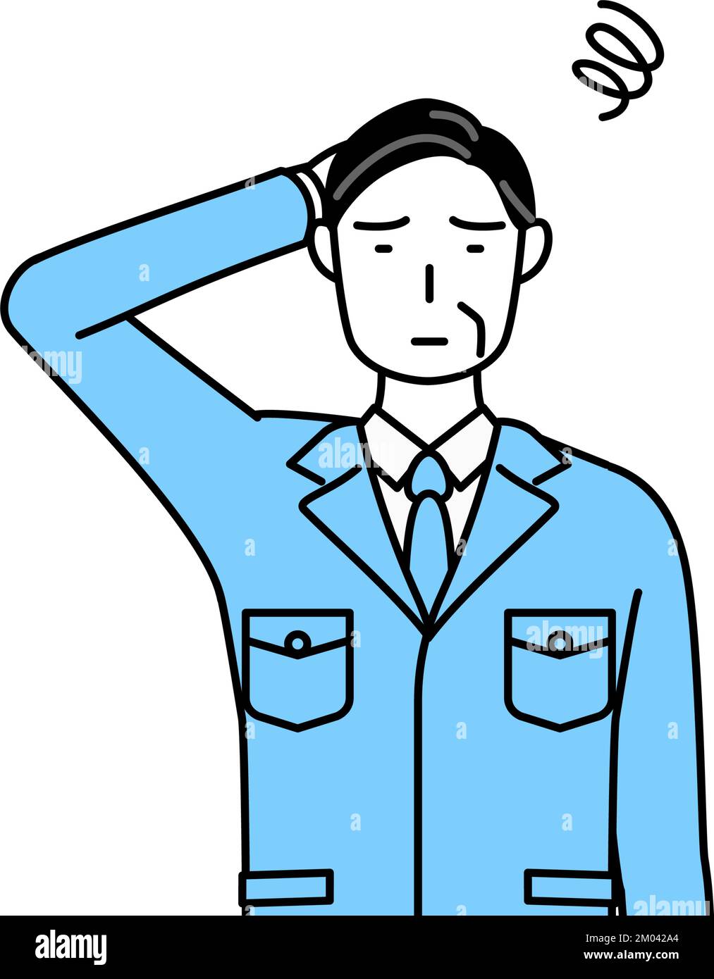 Management, managers, plant manager, a man in work wear scratching his ...