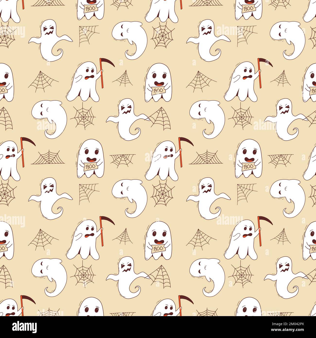 Spooky halloween ghosts seamless pattern. Spooky poltergeist. Halloween ...