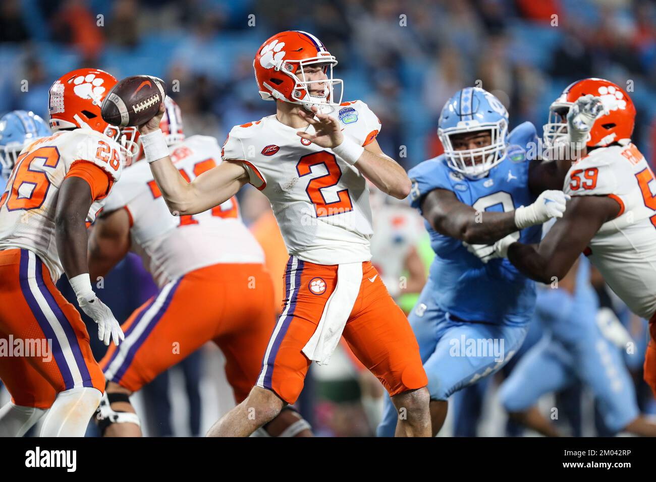 December 3, 2022: Clemson Tigers quarterback Cade Klubnik (2) throws the ball during the NCAA ...