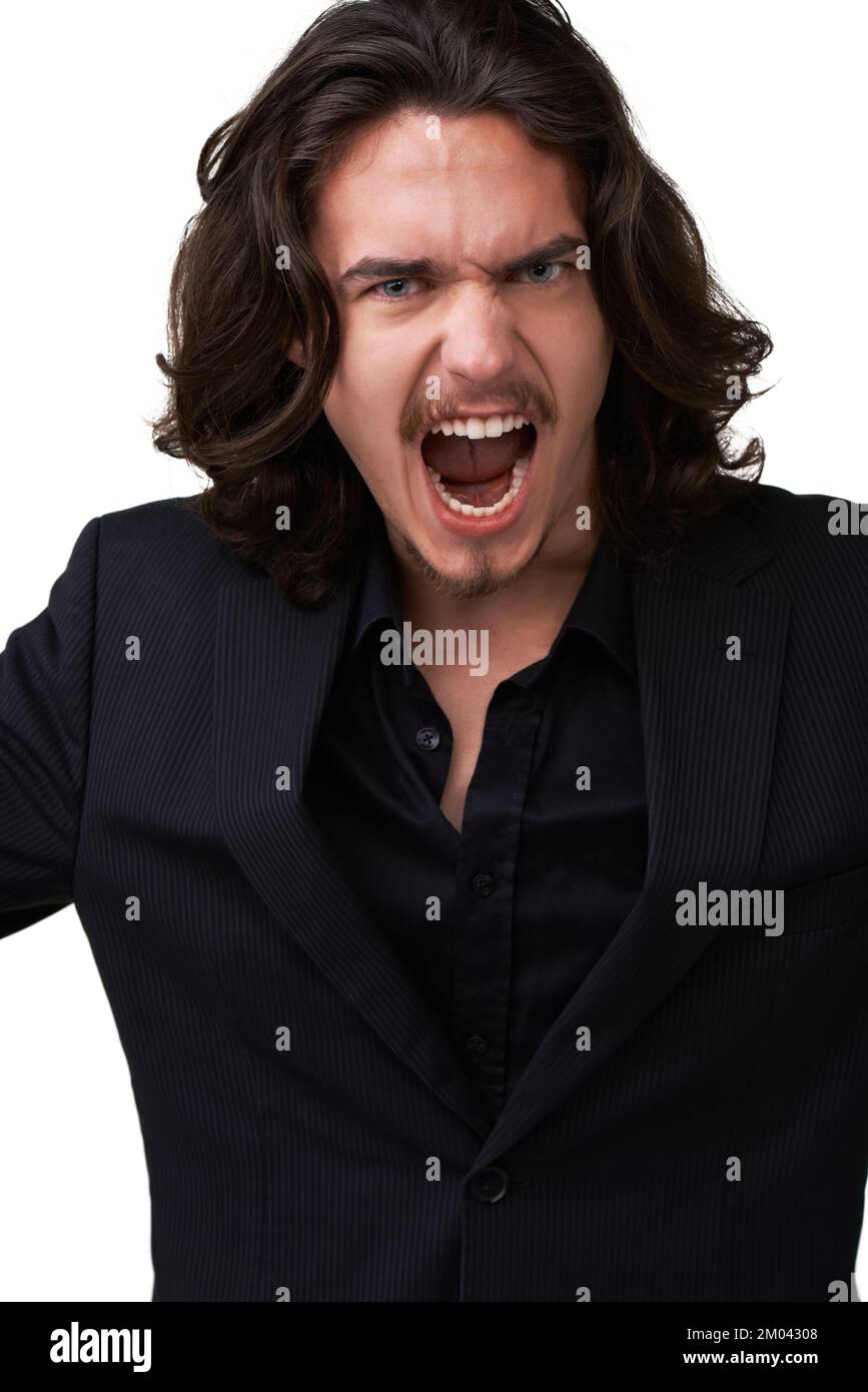 Unleashing his attitude. Handsome young man wearing a black jacket ...