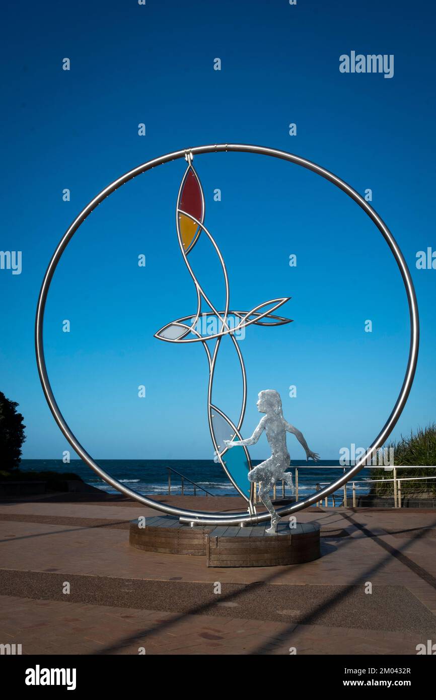 Sculpture with a water feature in Moana Reserve, Orewa, Auckland, North ...