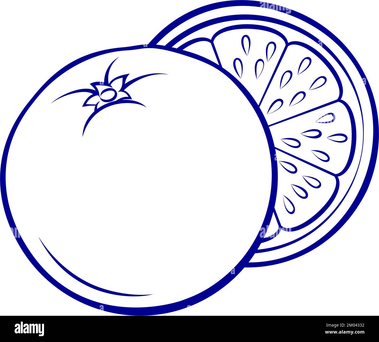 Illustration of Whole and Half Orange. Icon for Food Apps Isolated on a ...