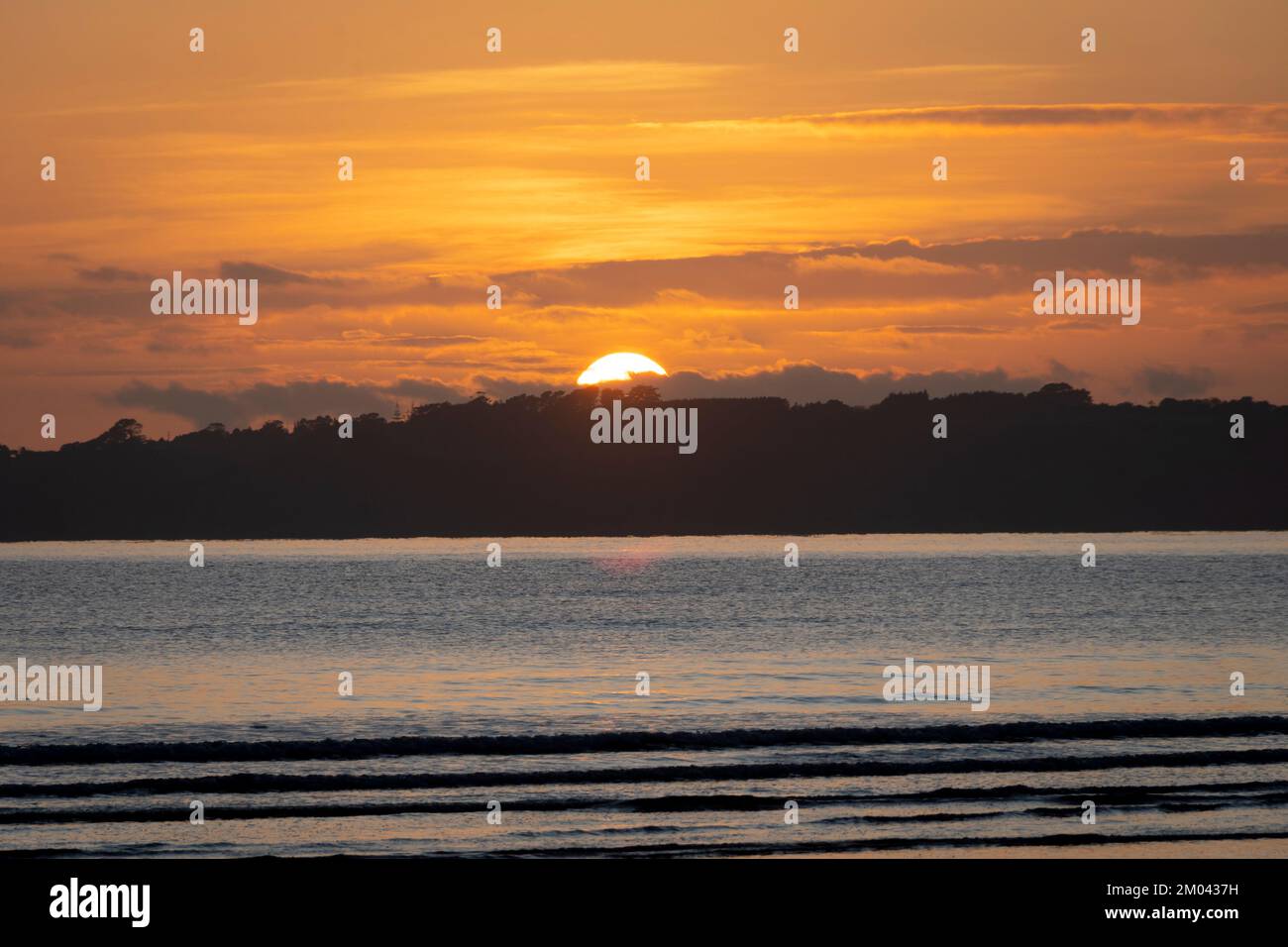 Sunrise at Orewa Beach, Auckland, North Island, New Zealand Stock Photo ...