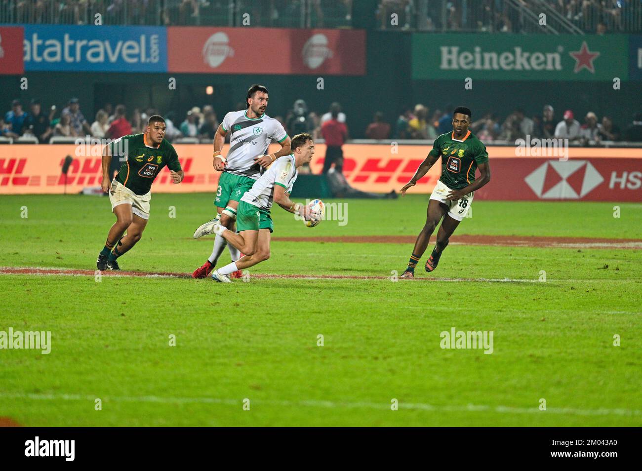 DUBAI, UAE, 3rd Dec 2022. Action from the 2022 Dubai Rugby 7s Men's Cup ...