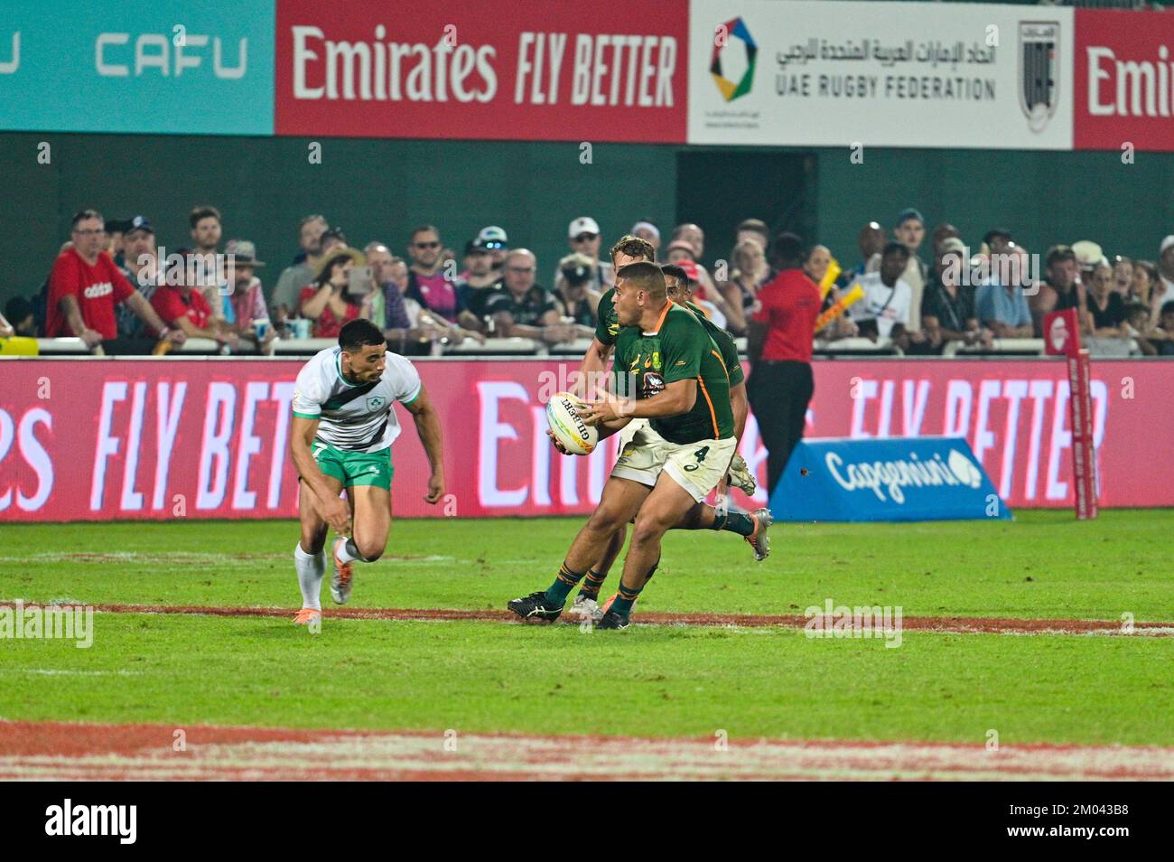 DUBAI, UAE, 3rd Dec 2022. Action from the 2022 Dubai Rugby 7s Men's Cup ...