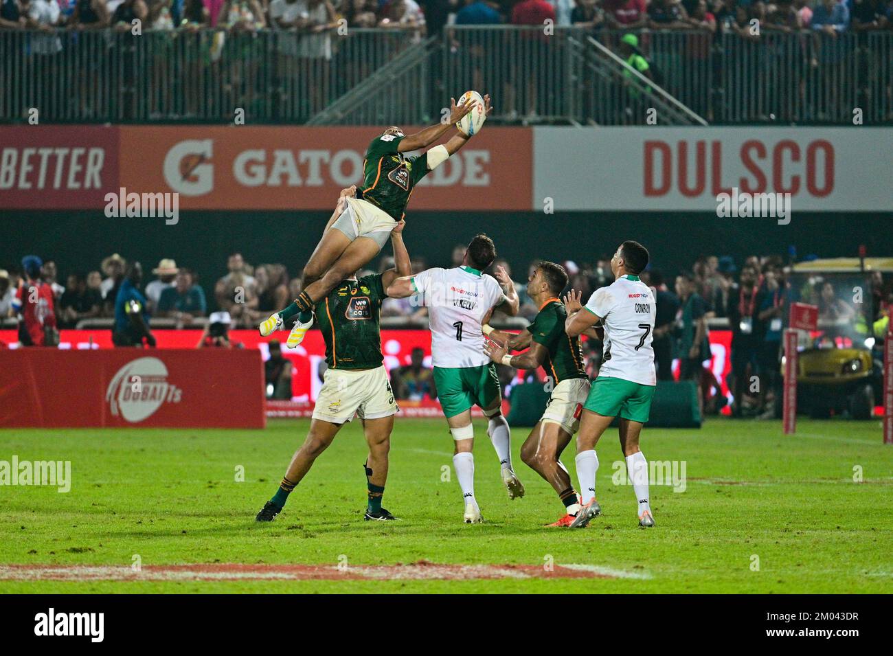 DUBAI, UAE, 3rd Dec 2022. Action from the 2022 Dubai Rugby 7s Men's Cup ...
