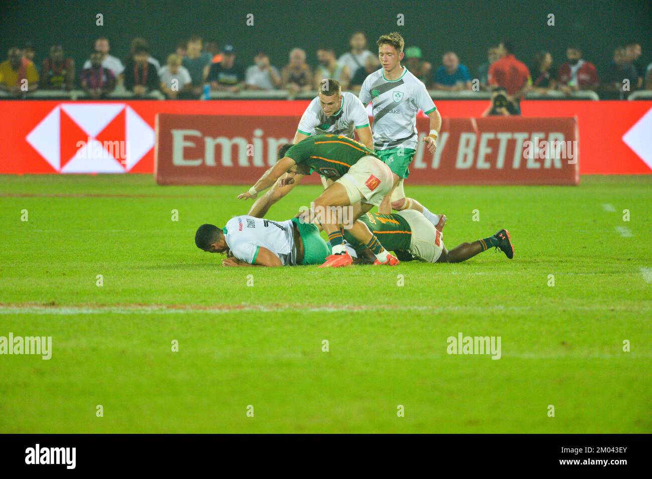 DUBAI, UAE, 3rd Dec 2022. Action from the 2022 Dubai Rugby 7s Men's Cup ...