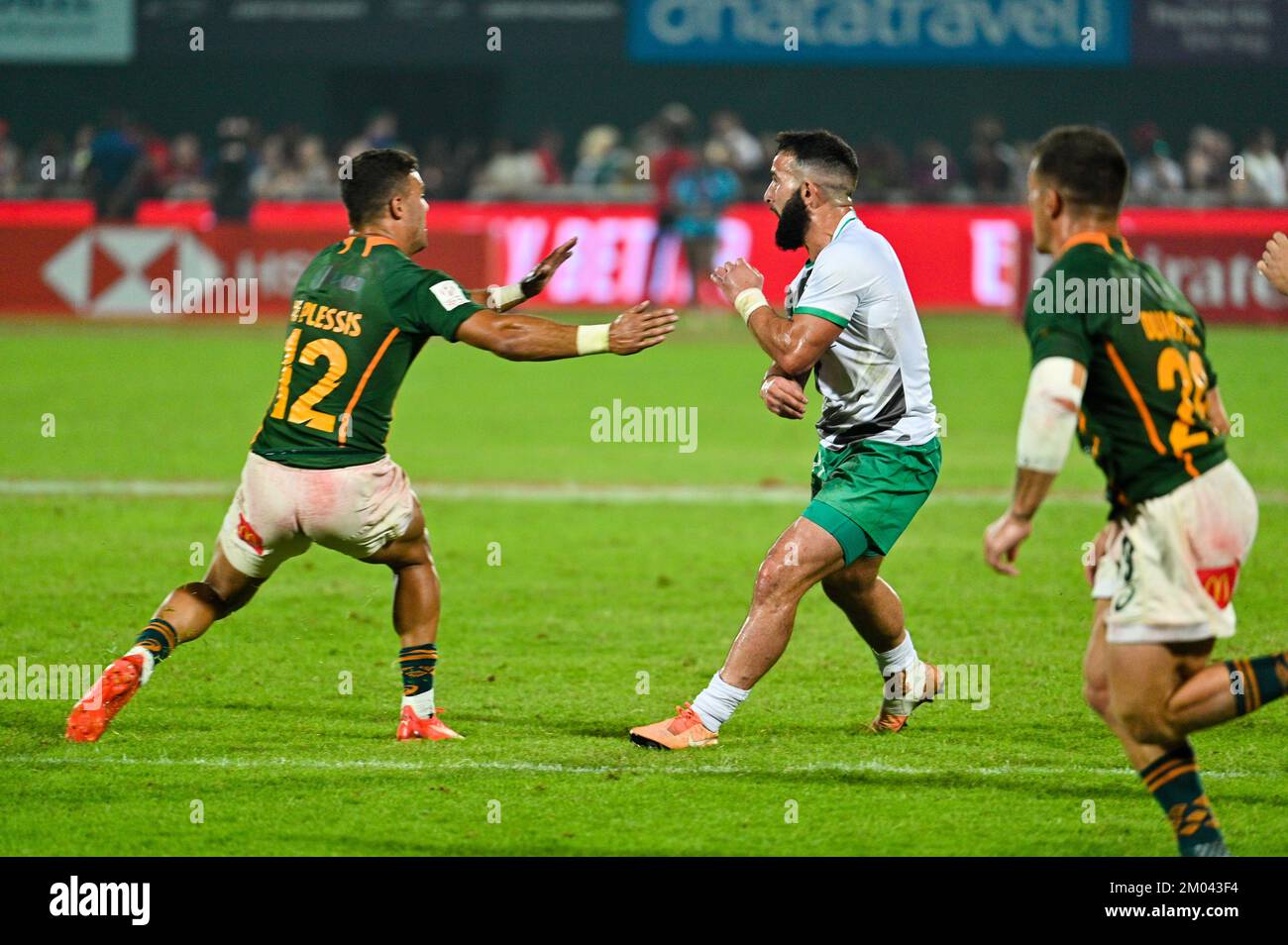DUBAI, UAE, 3rd Dec 2022. Action from the 2022 Dubai Rugby 7s Men's Cup ...
