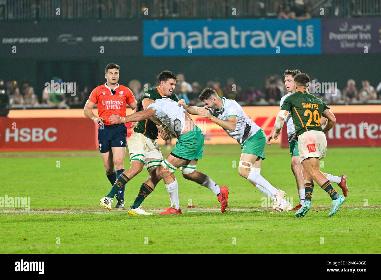 DUBAI, UAE, 3rd Dec 2022. Action from the 2022 Dubai Rugby 7s Men's Cup ...