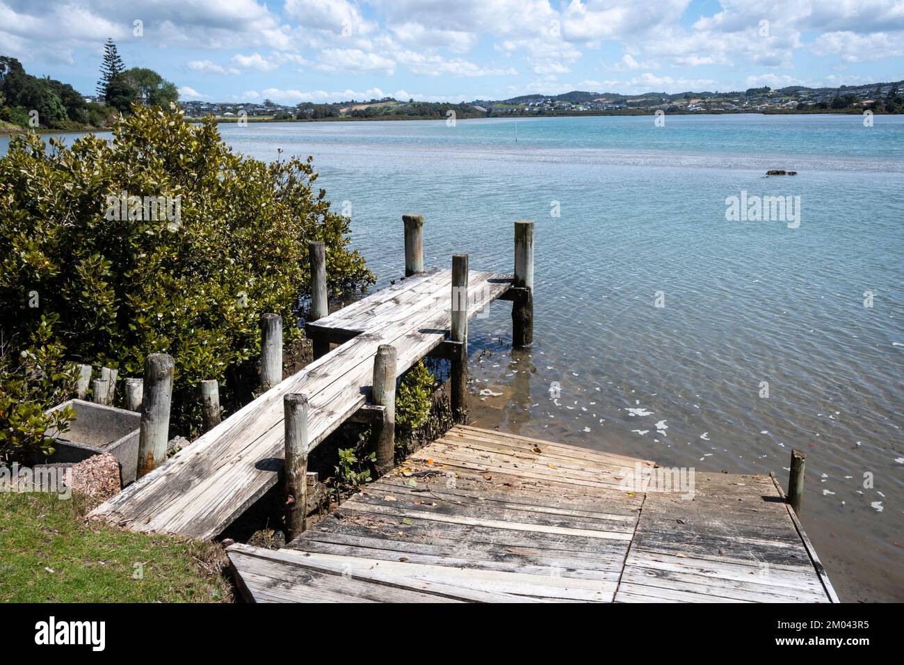 Jetty, Orewa Estuary, Auckland, North Island, New Zealand Stock Photo ...