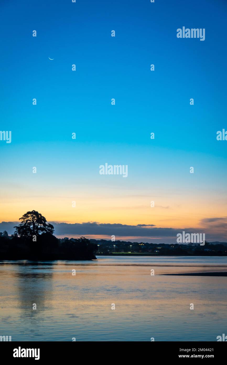 Sunset over Orewa Estuary, Auckland, North Island, New Zealand Stock ...