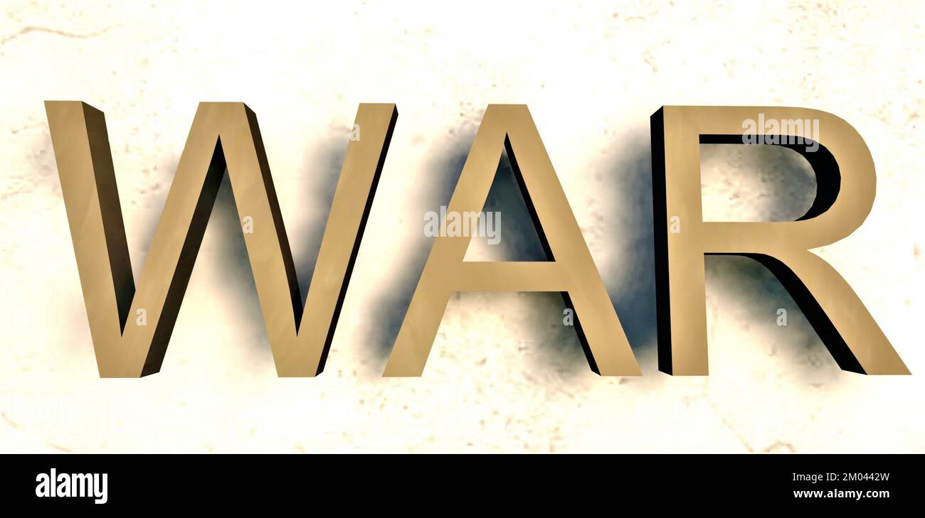 Word war as text with shadow above the white marble. 3d rendering Stock ...