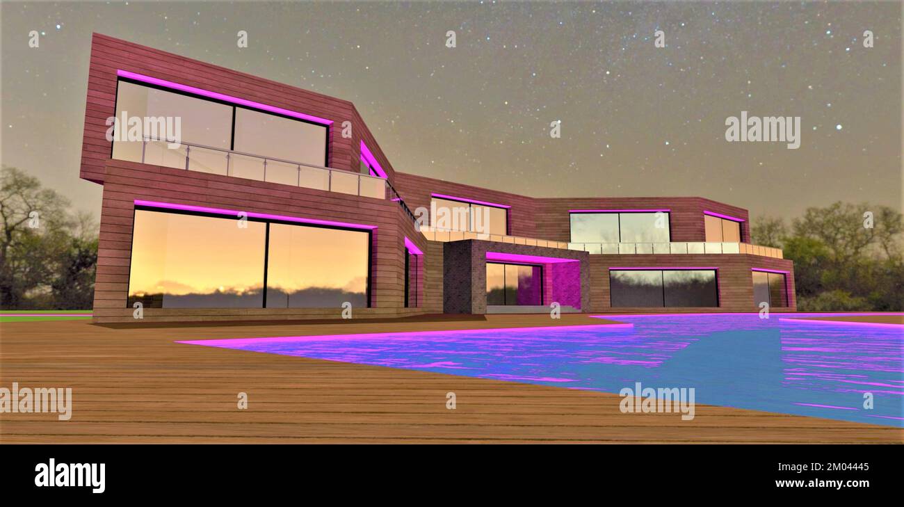 Amazing starry night above exclusive club hotel with special pool full ...