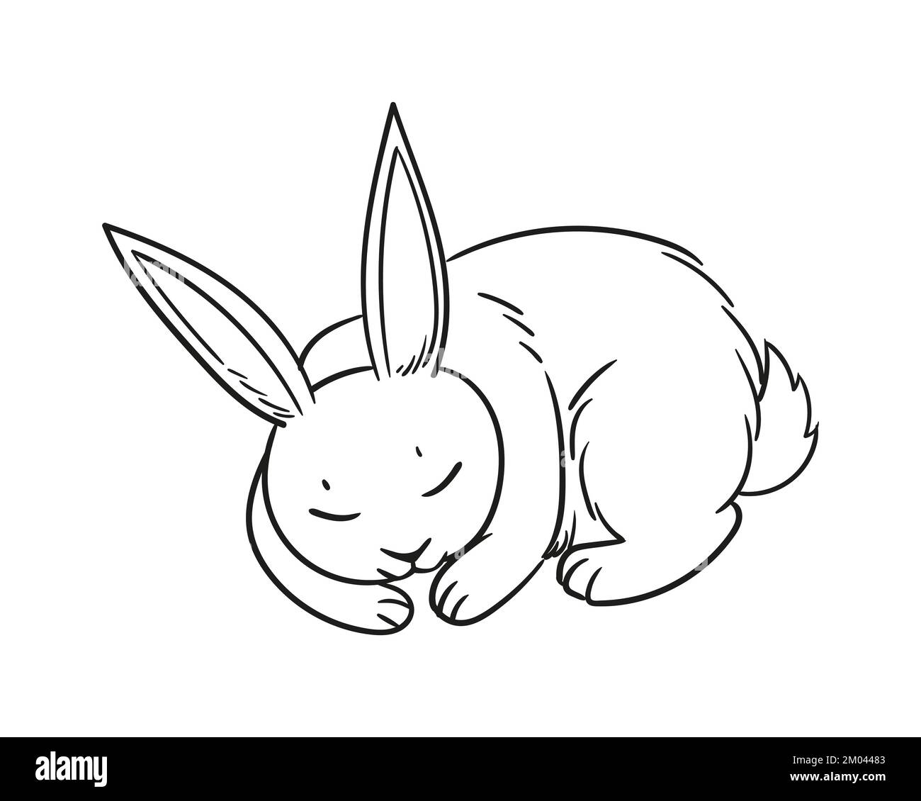 Various cute bunnies, spring, easter bunny in sketch style. Rabbit sits ...