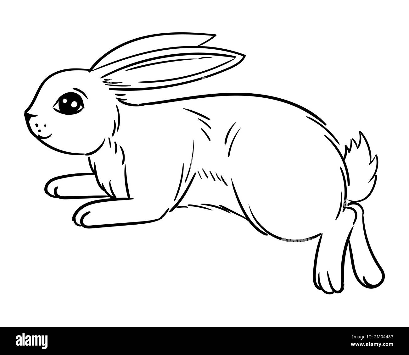 Various cute bunnies, spring, easter bunny in sketch style. Rabbit sits ...