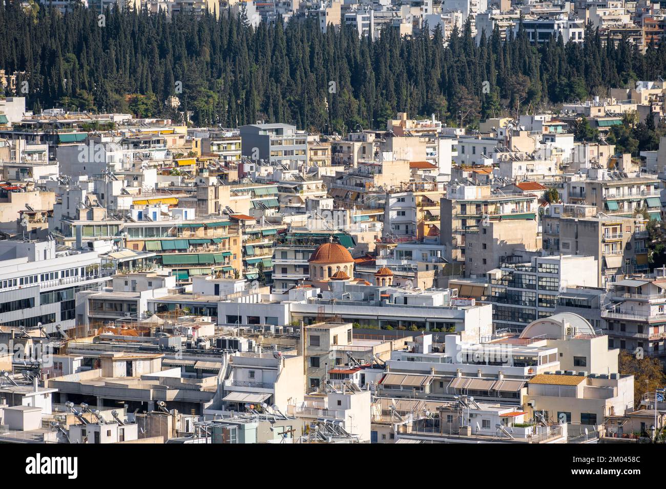 View over the sea of houses of Athens, Athens, Attica, Greece, Europe ...