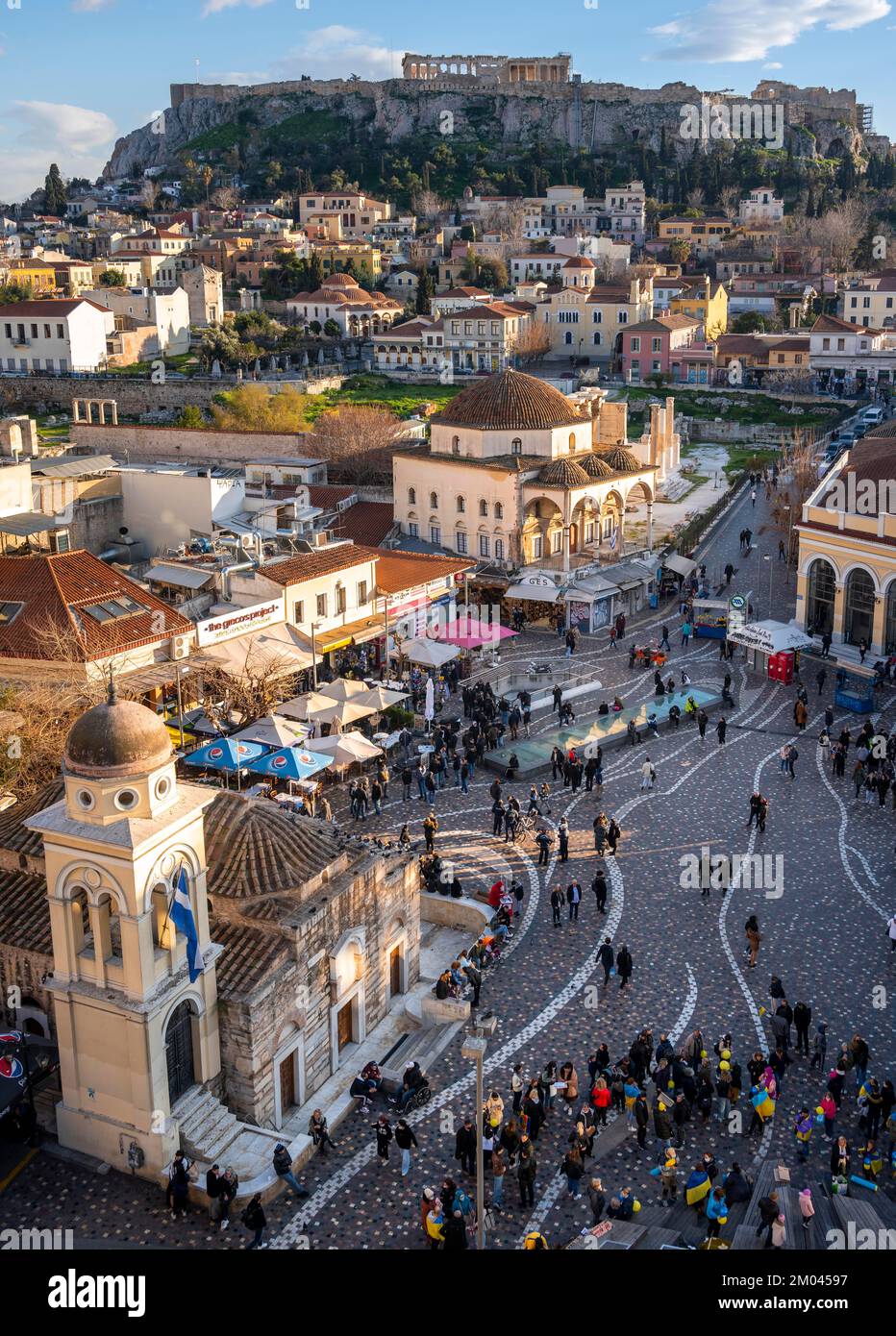 View over the old town of Athens, with Panagia Pantanassa Church ...
