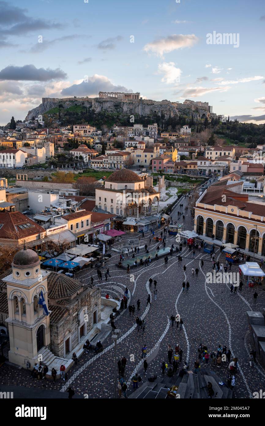 View over the old town of Athens, with Panagia Pantanassa Church ...