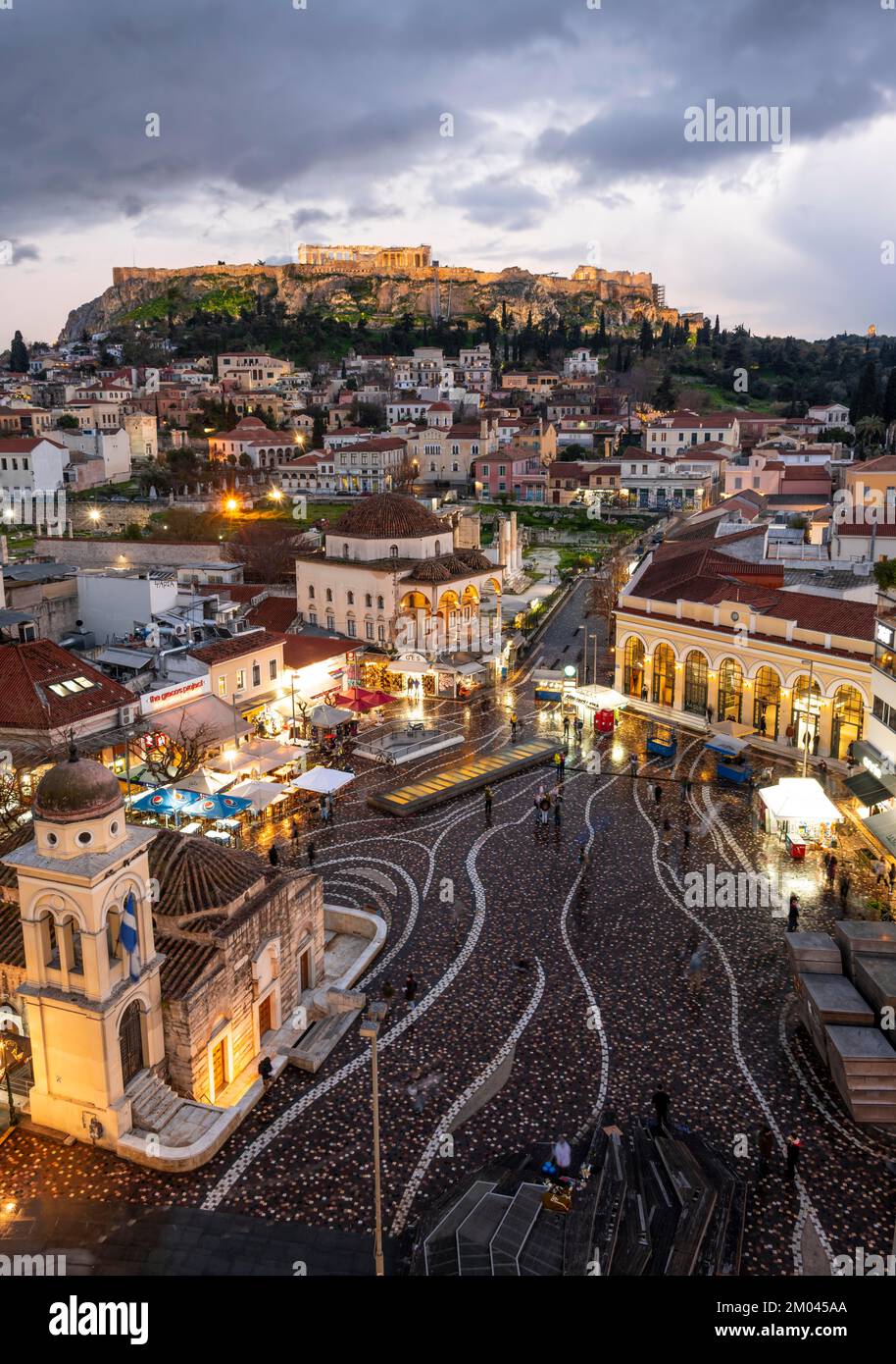 View over the old town of Athens, with Panagia Pantanassa Church ...