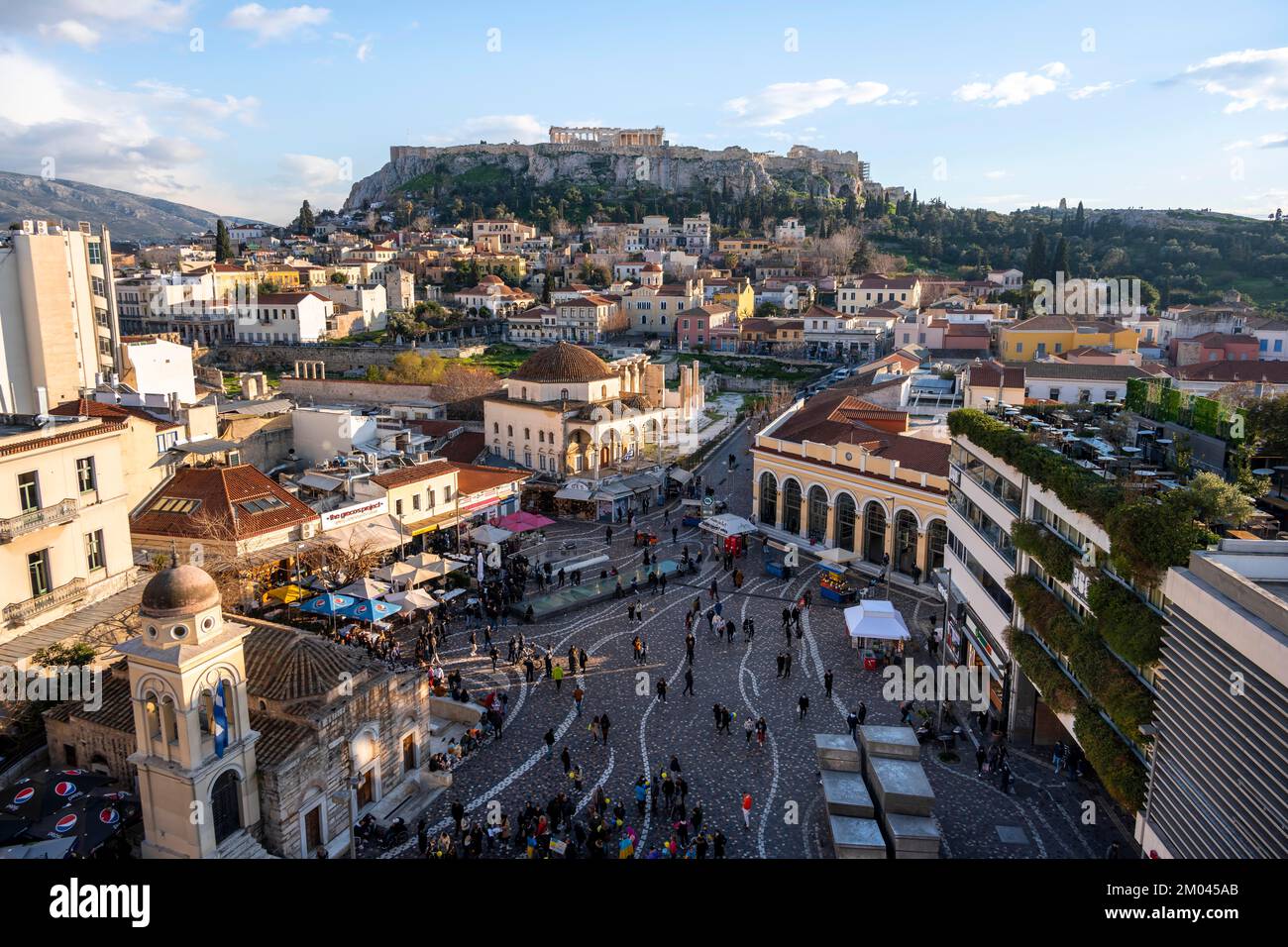 View over the old town of Athens, with Panagia Pantanassa Church ...