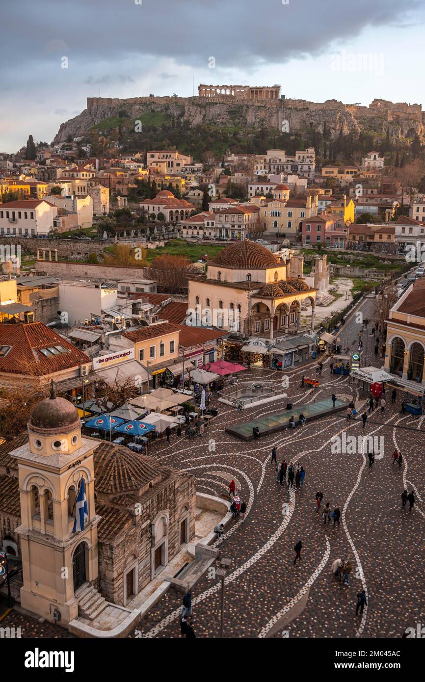 View over the old town of Athens, with Panagia Pantanassa Church ...