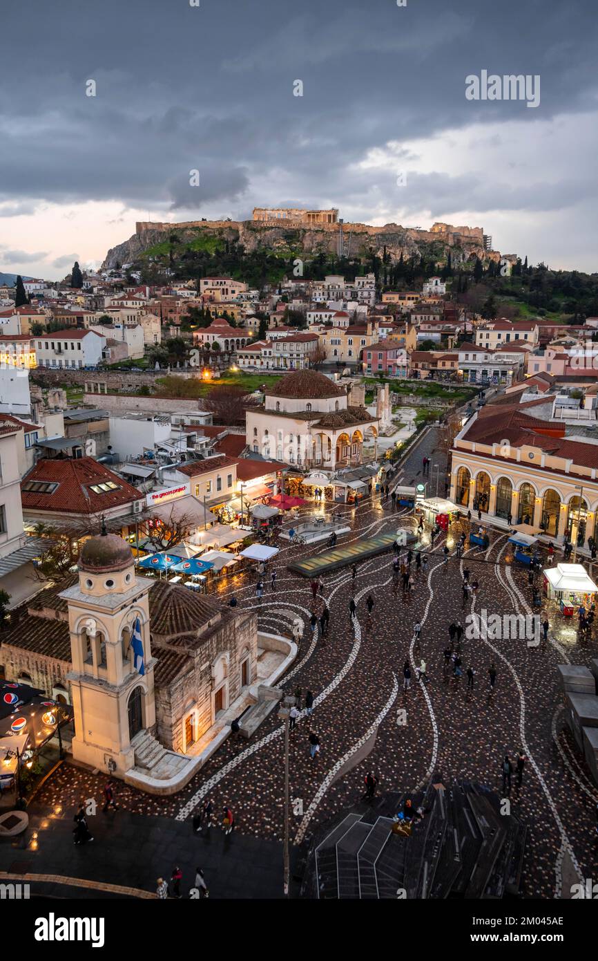 View over the old town of Athens, with Panagia Pantanassa Church ...