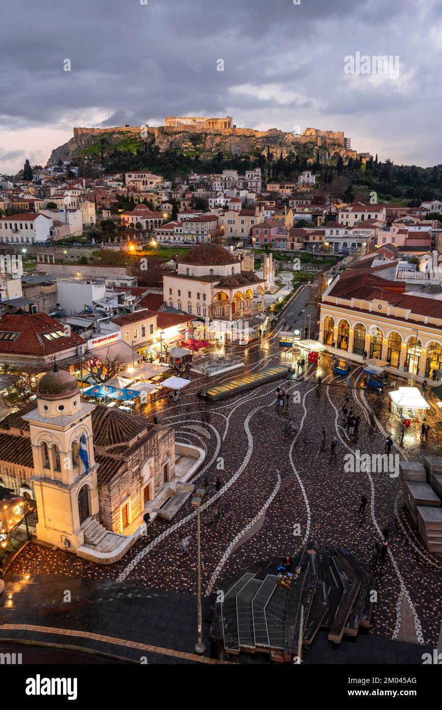 View over the old town of Athens, with Panagia Pantanassa Church ...