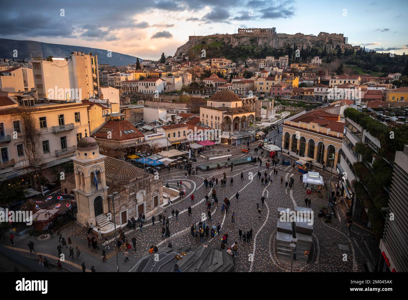 View over the old town of Athens, with Panagia Pantanassa Church ...