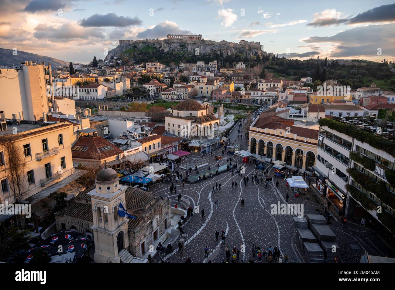 View over the old town of Athens, with Panagia Pantanassa Church ...