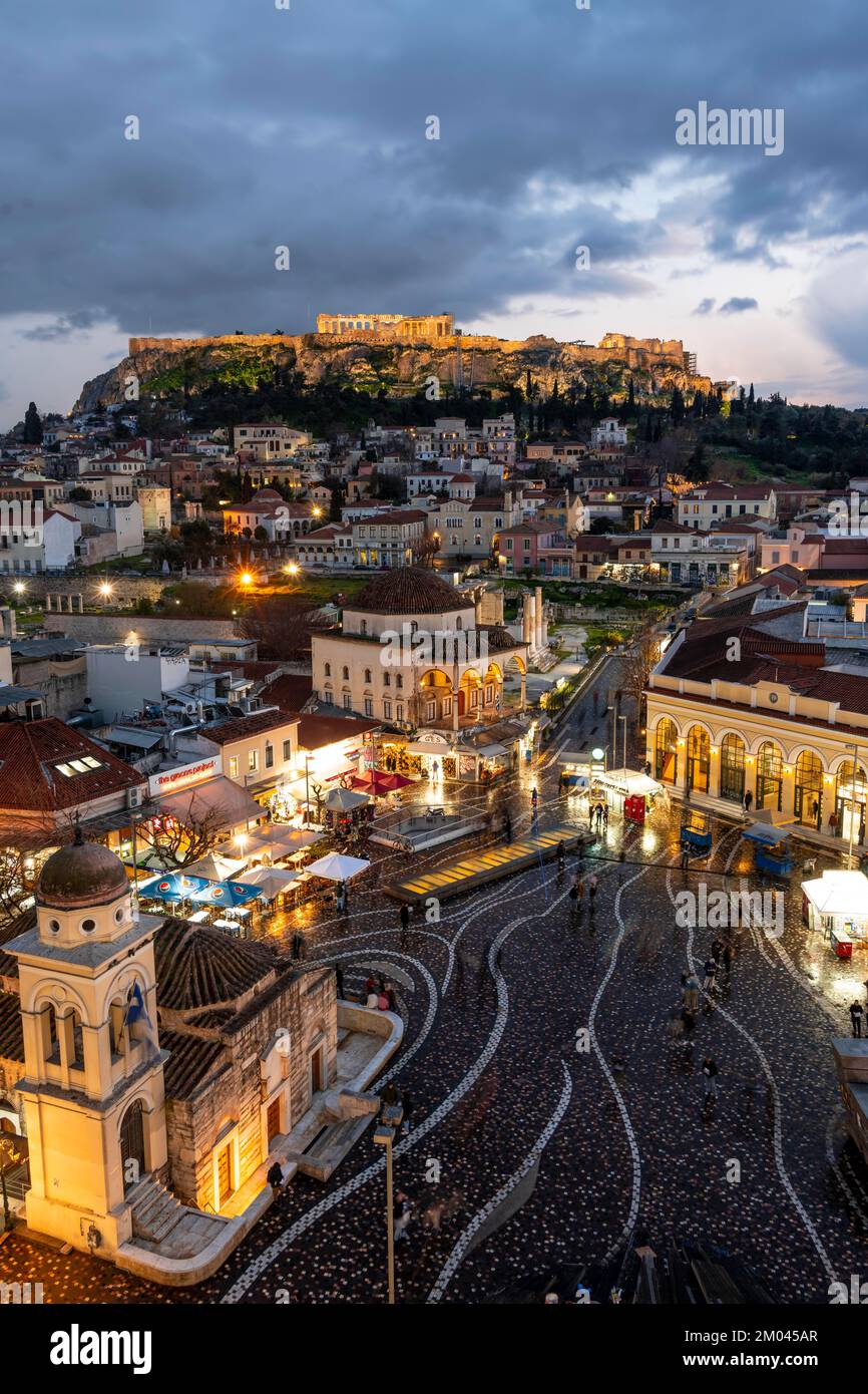 View over the old town of Athens, with Panagia Pantanassa Church ...