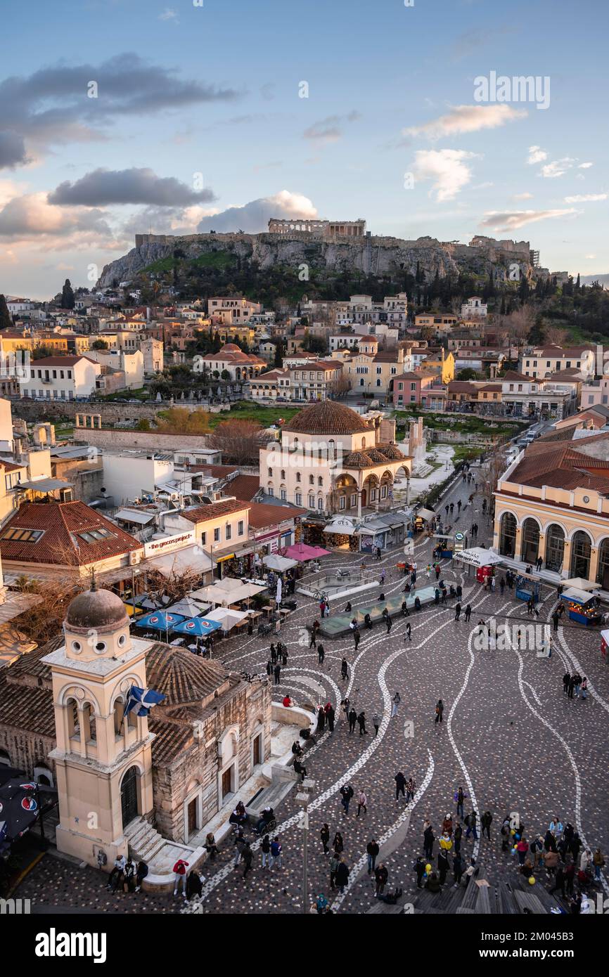 View over the old town of Athens, with Panagia Pantanassa Church ...