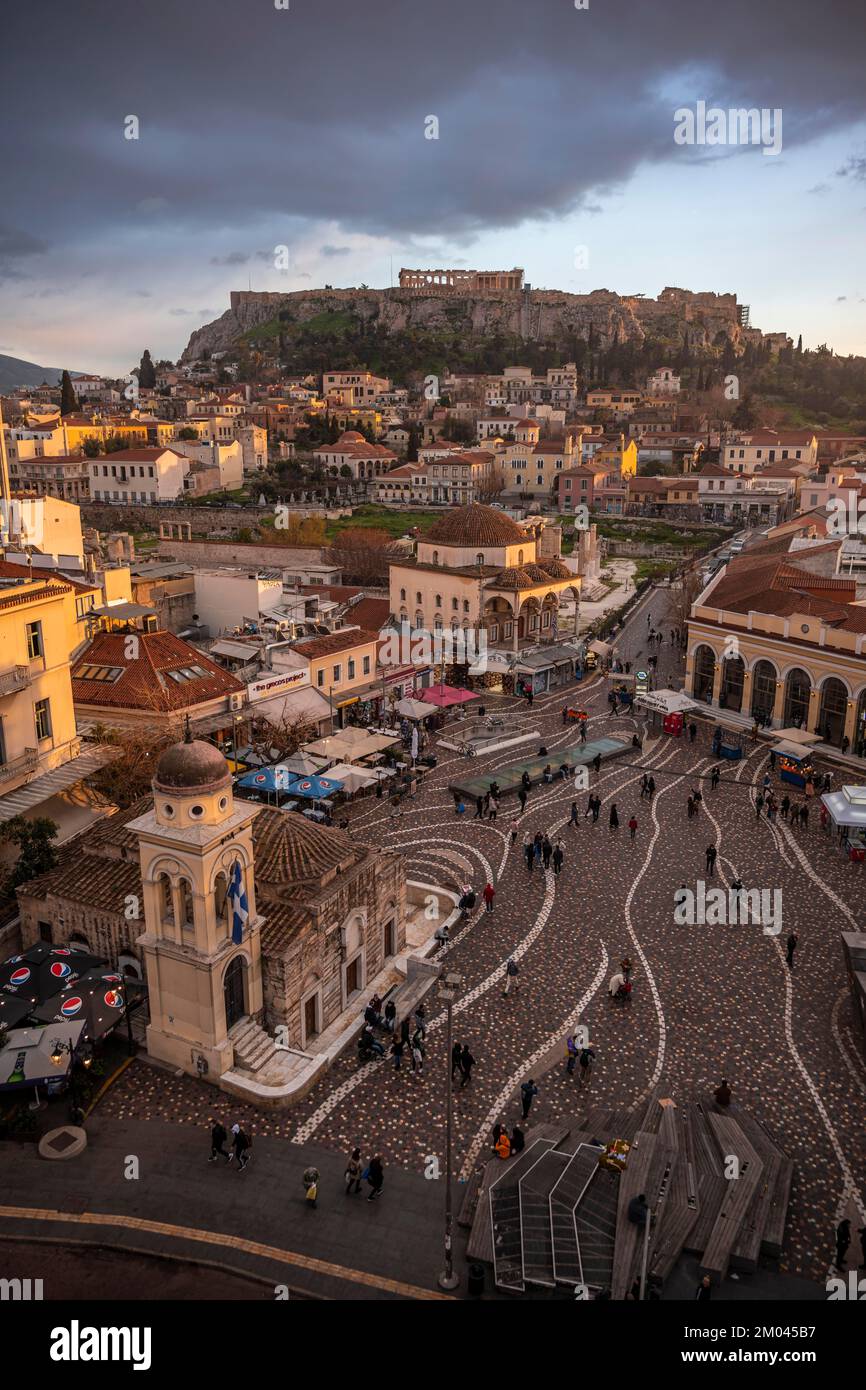 View over the old town of Athens, with Panagia Pantanassa Church ...
