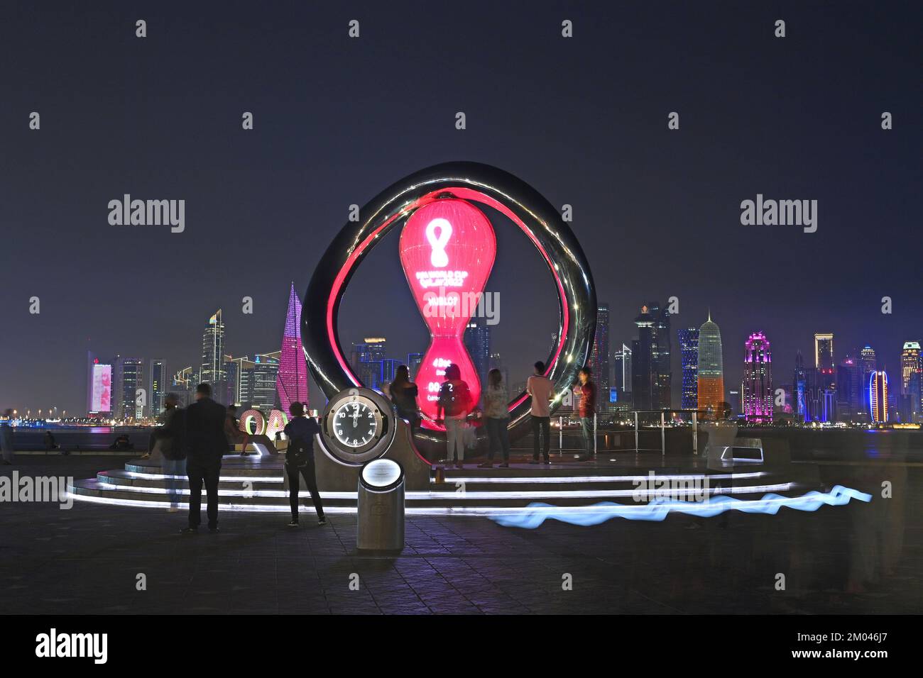 Impressions from Doha/Qatar on December 3rd, 2022. Skyline, skyscrapers, world clock, FIFA ...